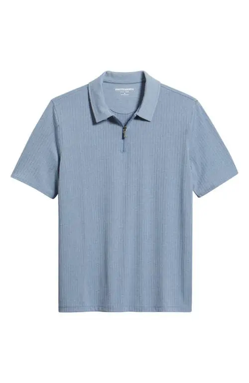 Johnston & Murphy Finn Rib Zip Polo - Blue