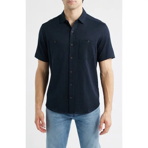 Johnston & Murphy Riley Knit Short Sleeve Button-up Shirt
