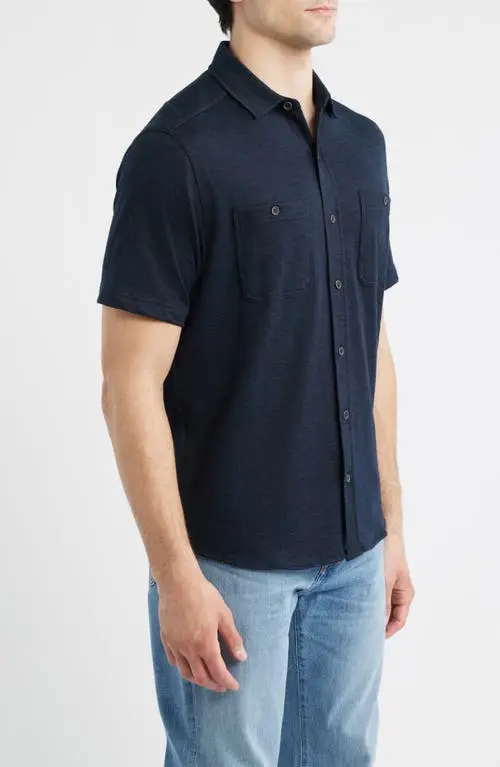 Johnston & Murphy Riley Knit Short Sleeve Button-up Shirt