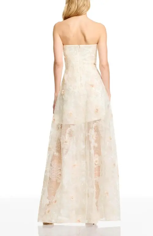 Dress The Population Floral Beaded Strapless Gown