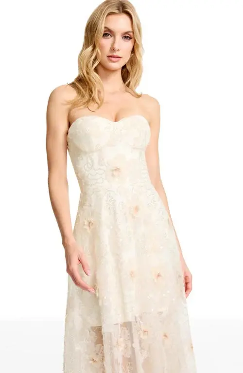 Dress The Population Floral Beaded Strapless Gown