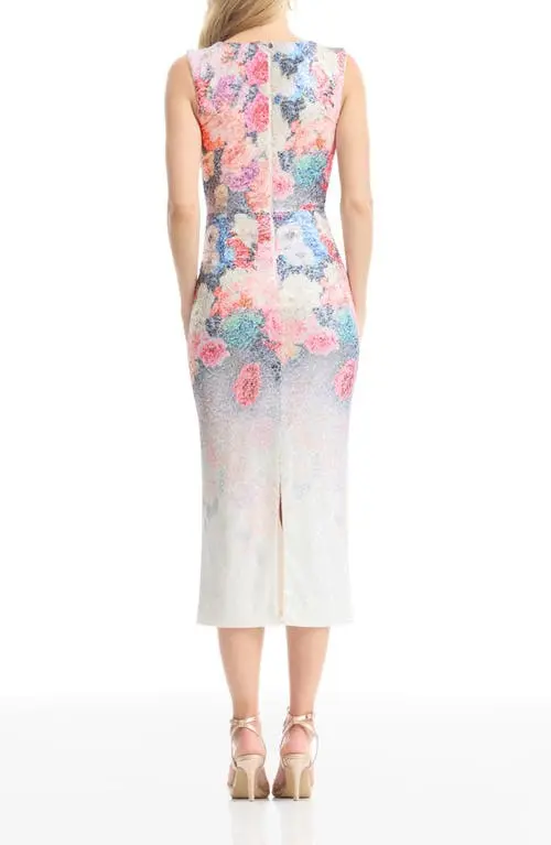 Dress The Population Gretchen Sequin Floral Cocktail Midi Dress