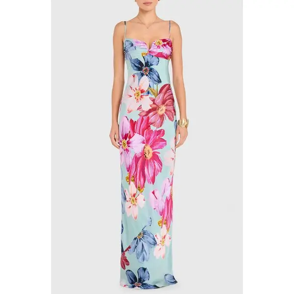Amanda Uprichard Ira Floral Gown - Blue Multi