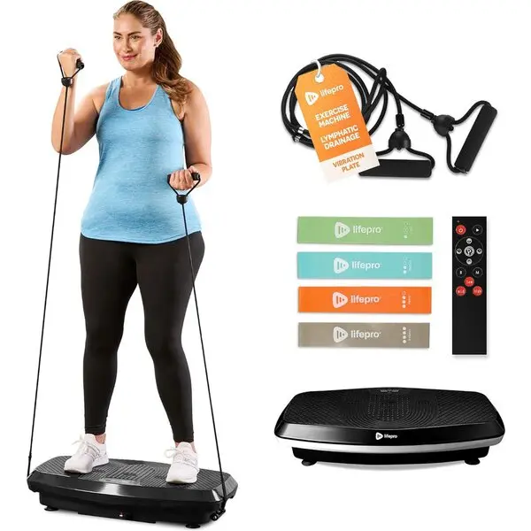 LIFEPRO Hovert 3d Vibration Plate With Dual Motors For Strength Balance Recovery And Circulation - Black