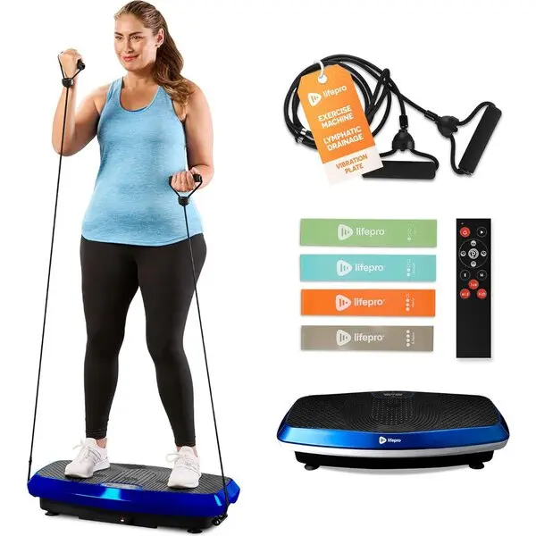 LIFEPRO Hovert 3d Vibration Plate With Dual Motors For Strength Balance Recovery And Circulation - Blue