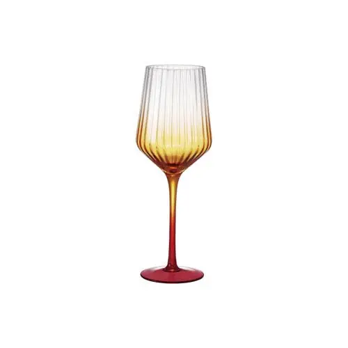 STORIED HOME 14-ounce Stemmed Fluted Wine Glass, Ombre - Orange