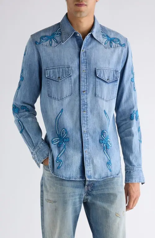 Acne Studios Surrow Embroidered Organic Cotton Denim Western Shirt