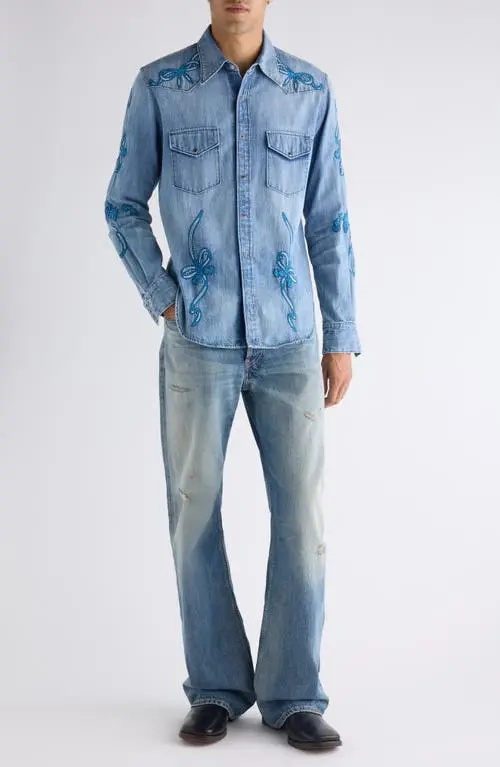 Acne Studios Surrow Embroidered Organic Cotton Denim Western Shirt