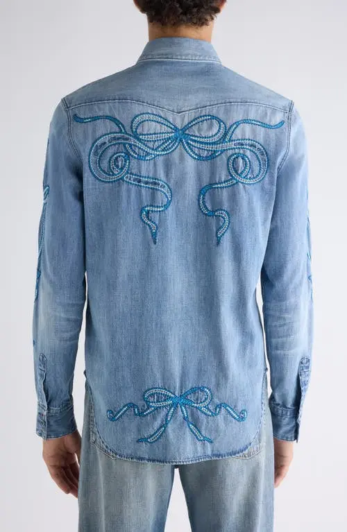 Acne Studios Surrow Embroidered Organic Cotton Denim Western Shirt