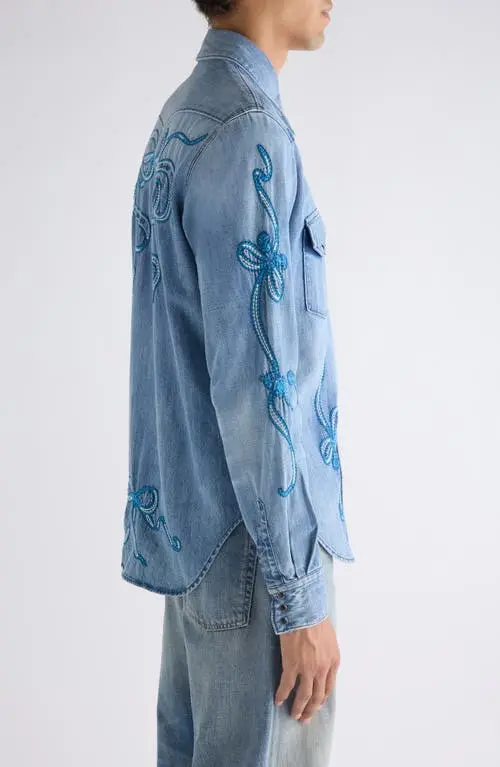 Acne Studios Surrow Embroidered Organic Cotton Denim Western Shirt