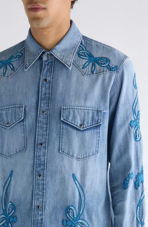 Acne Studios Surrow Embroidered Organic Cotton Denim Western Shirt