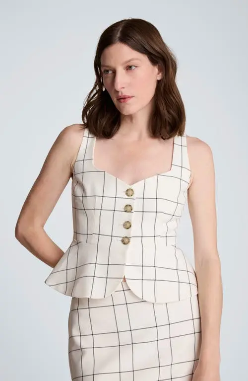 KENNETH COLE Windowpane Plaid Peplum Vest