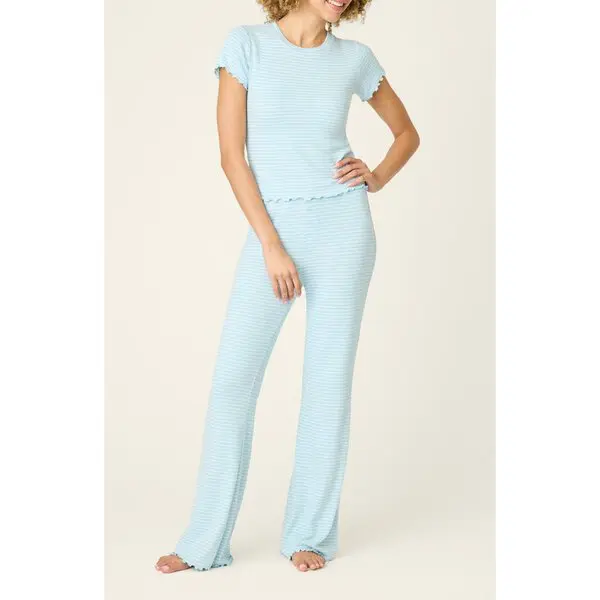 PJ Salvage Sweet Stripe Short Sleeve Pajamas - Morning Blue