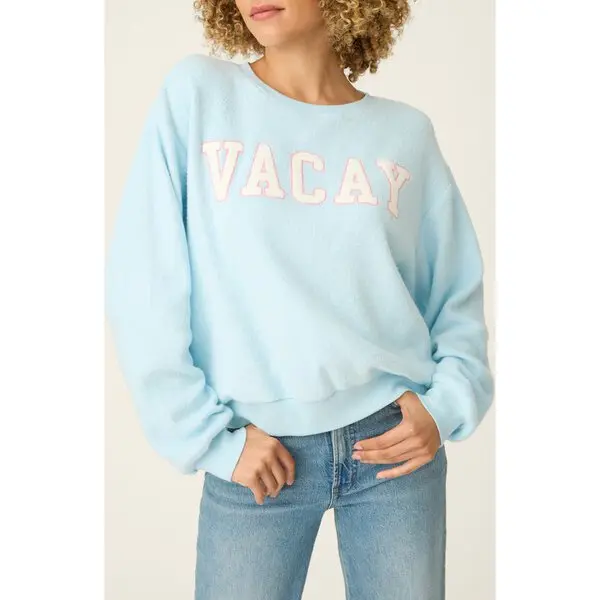 PJ Salvage Vacay Crewneck Sweatshirt - Light Blue