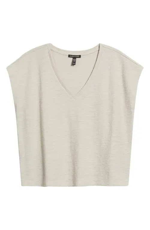 Eileen Fisher V-neck Organic Cotton Top - Chalk