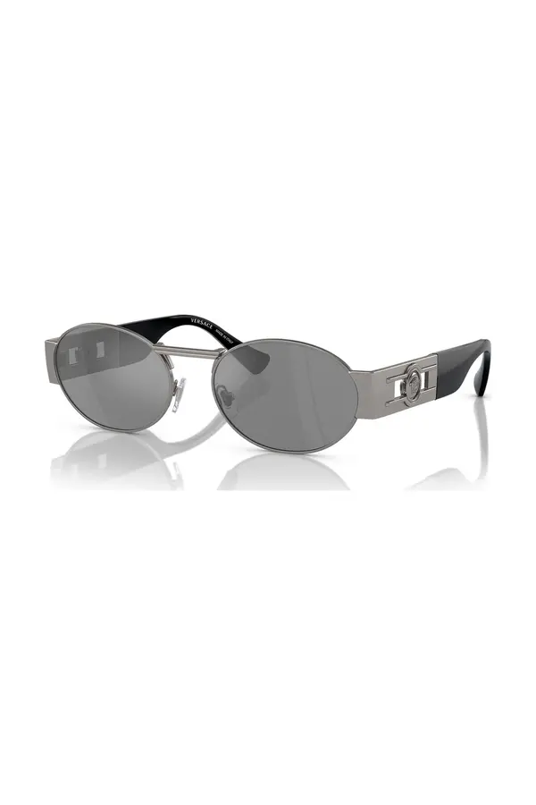 Versace Sunglasses With Metal Frame And Mirror Silver Lens - Grey
