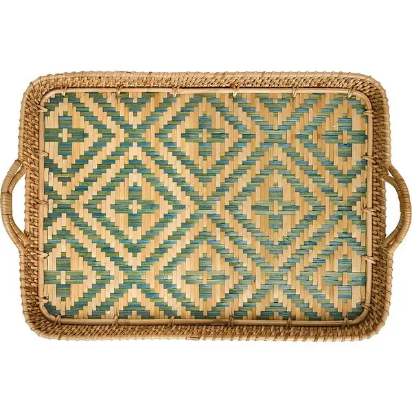JULISKA Villa Seville Wicker Tray - Chambray