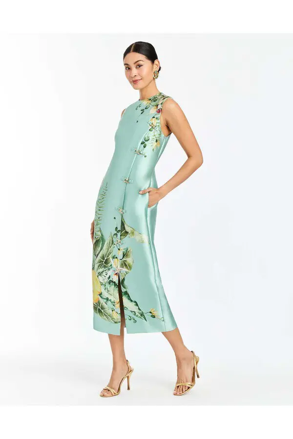 Mestiza New York Serena Midi Dress In Gold | Editorialist
