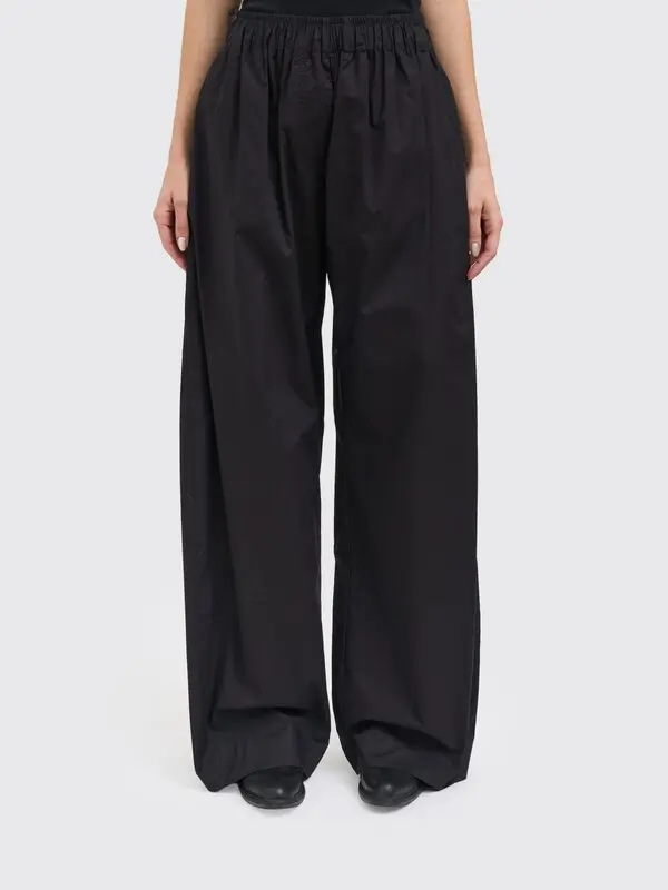 THELATEST Wide Leg Stretch Cotton Trousers - Black