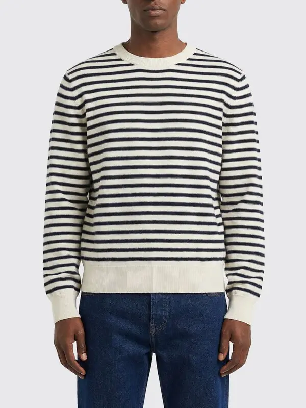 A.p.c. Striped Cotton And Cashmere Blend Crewneck Jumper