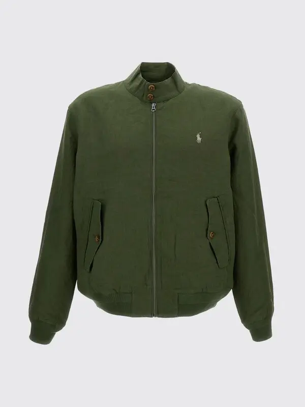Polo Ralph Lauren Linen Bomber Jacket With Logo - Green