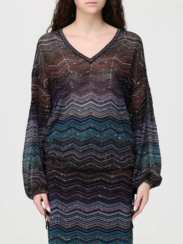 Missoni Zig Zag Lurex Viscose Knit Top - Blue