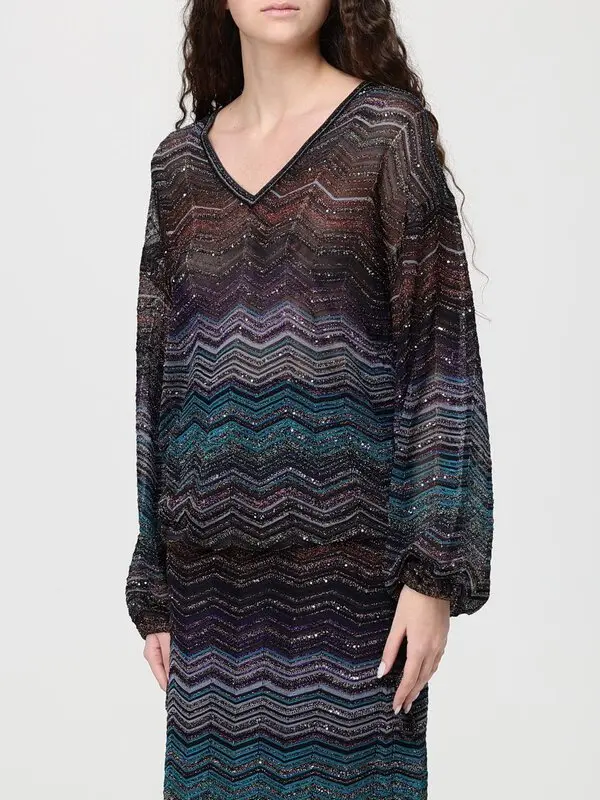 Missoni Zig Zag Lurex Viscose Knit Top - Blue
