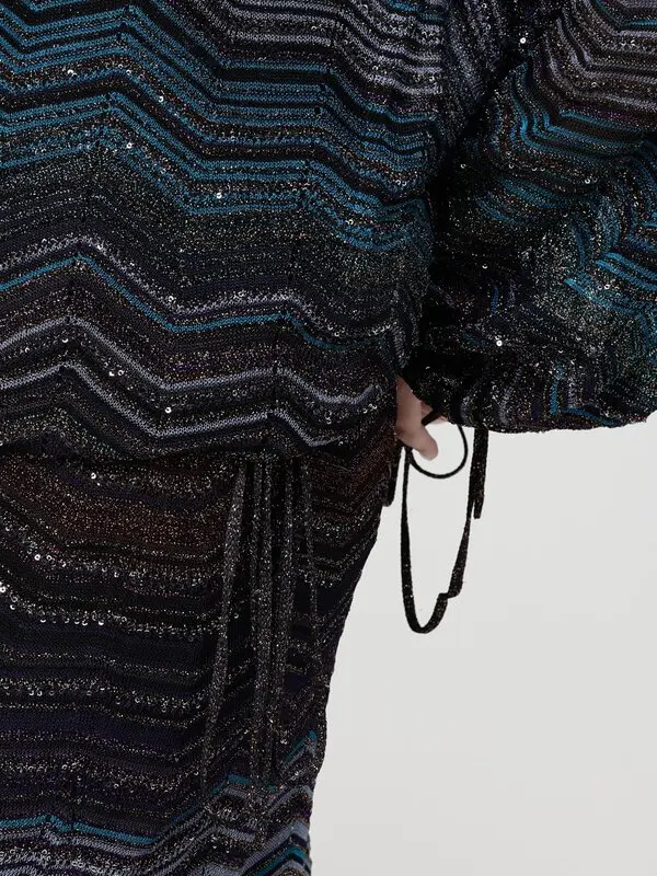 Missoni Zig Zag Lurex Viscose Knit Top - Blue