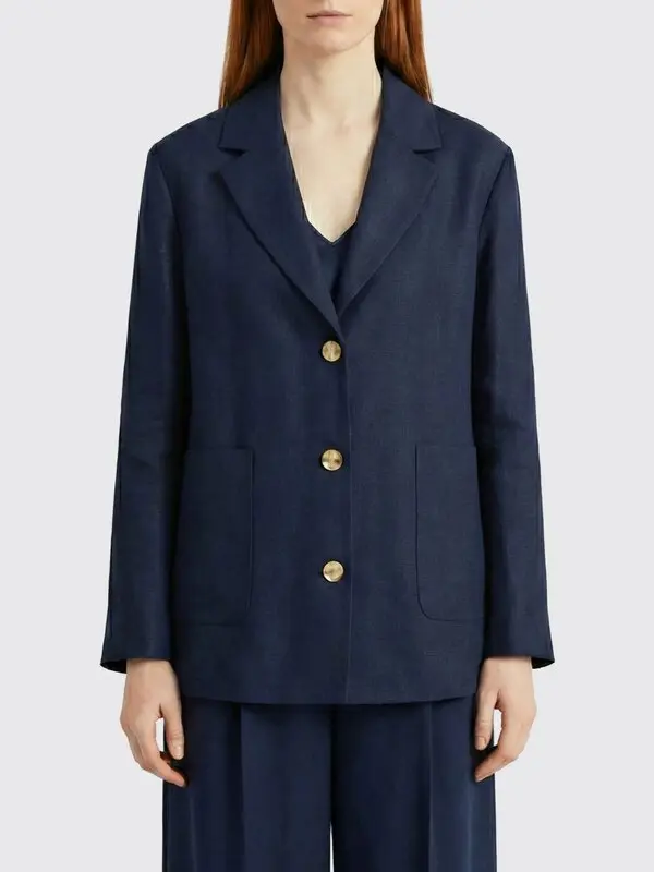 Max Mara Single-breasted Linen Blazer - Blue