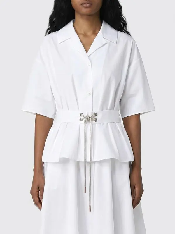 Max Mara Cotton Shirt With Drawstring Waist - White