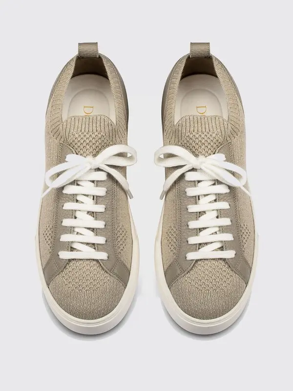DOUCAL'S Technical Crochet Fabric And Leather Low Top Sneakers - Dove Grey