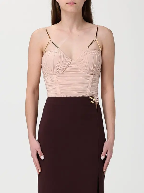 Elisabetta Franchi Ruched Corset Top - Nude