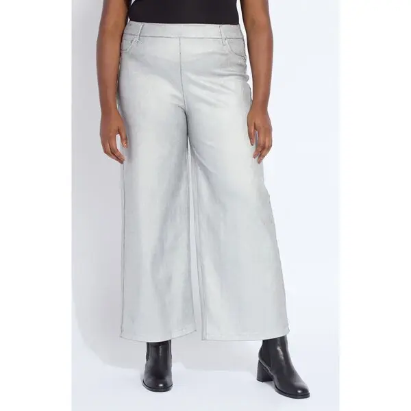 Lyssé Metallic Coated Wide Leg Jeans