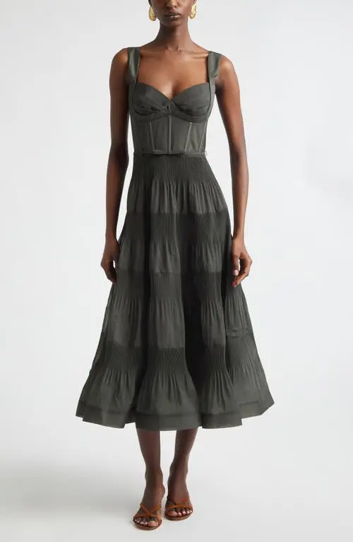 Zimmermann Pleated Corset Midi Dress
