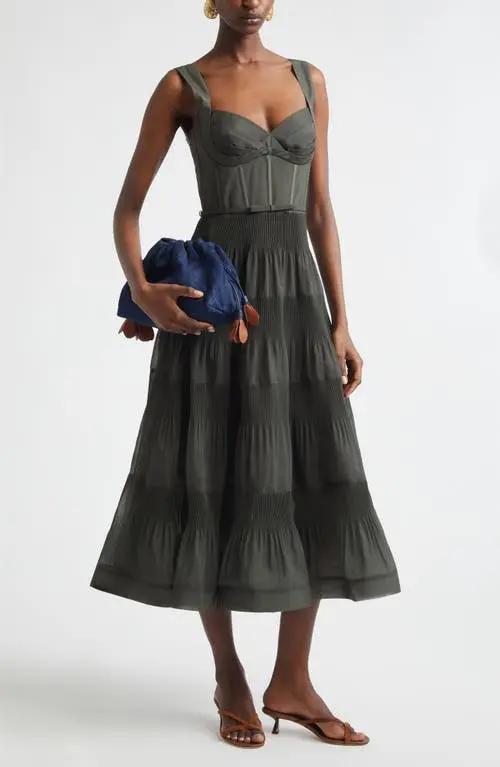Zimmermann Pleated Corset Midi Dress
