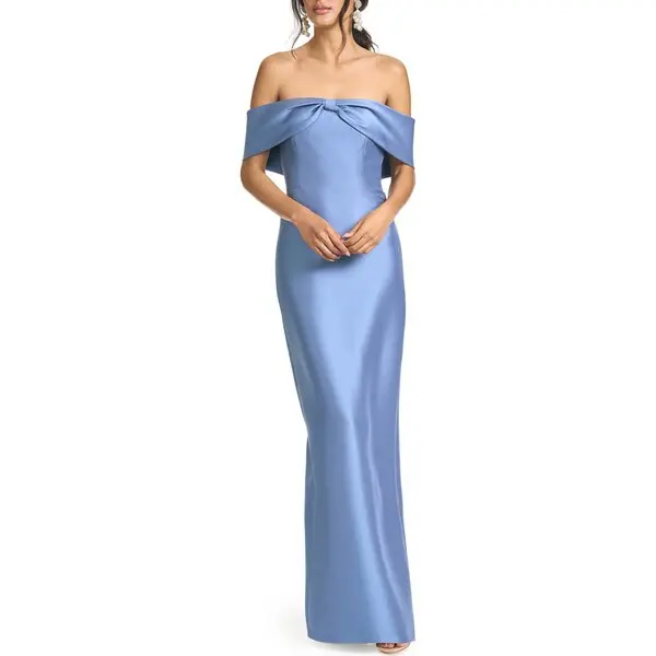 Sachin & Babi Michelle Off-the-shoulder Mikado Gown - Twilight