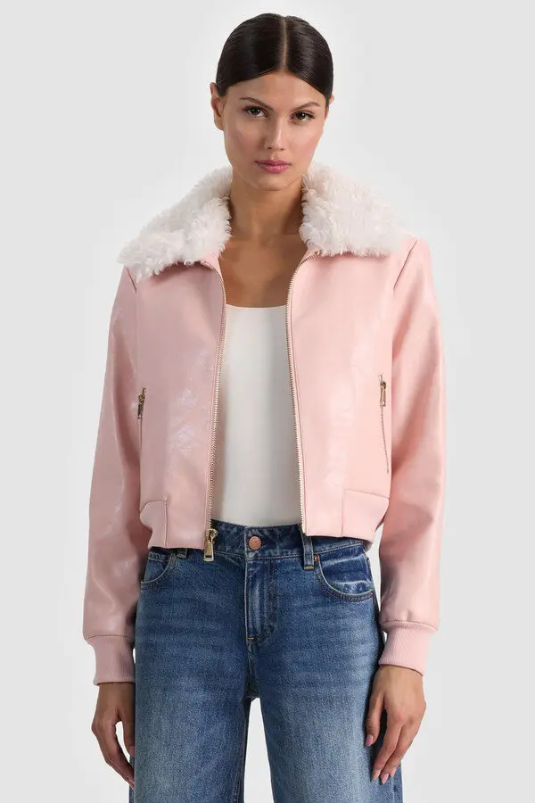 Alice + Olivia Willard Vegan Bomber - Neutral