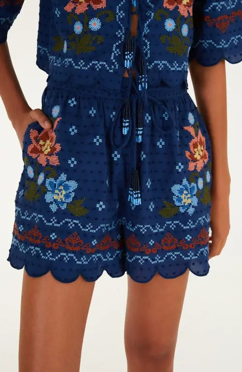 Farm Rio Stitched Garden Cover-up Shorts