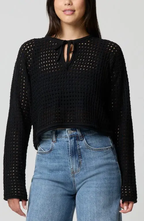 FLORENCE BY MILLS Keyhole Open Knit Crop Sweater - Black