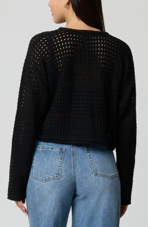 FLORENCE BY MILLS Keyhole Open Knit Crop Sweater - Black