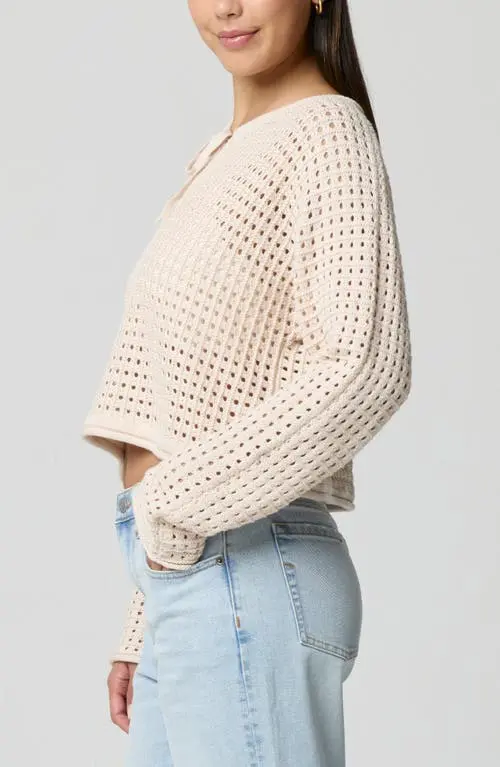 FLORENCE BY MILLS Keyhole Open Knit Crop Sweater
