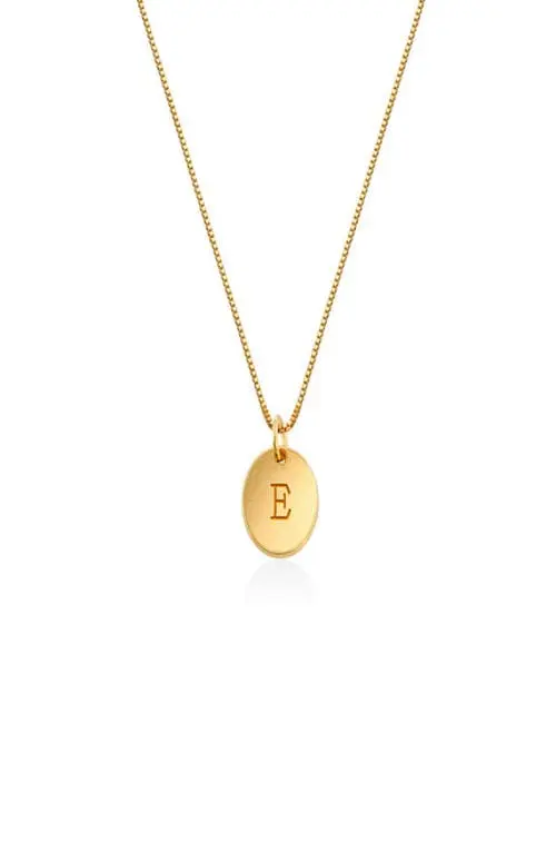 OAK & LUNA Willow Initial Disc Necklace- 18k Gold Plated Silver - Letter E
