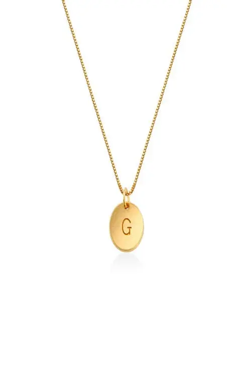 OAK & LUNA Willow Initial Disc Necklace 18k Gold Plated Silver - Letter G
