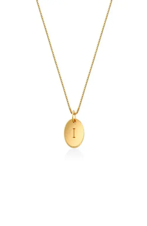 OAK & LUNA Willow Initial Disc Necklace 18k Gold Plated Silver - Letter I