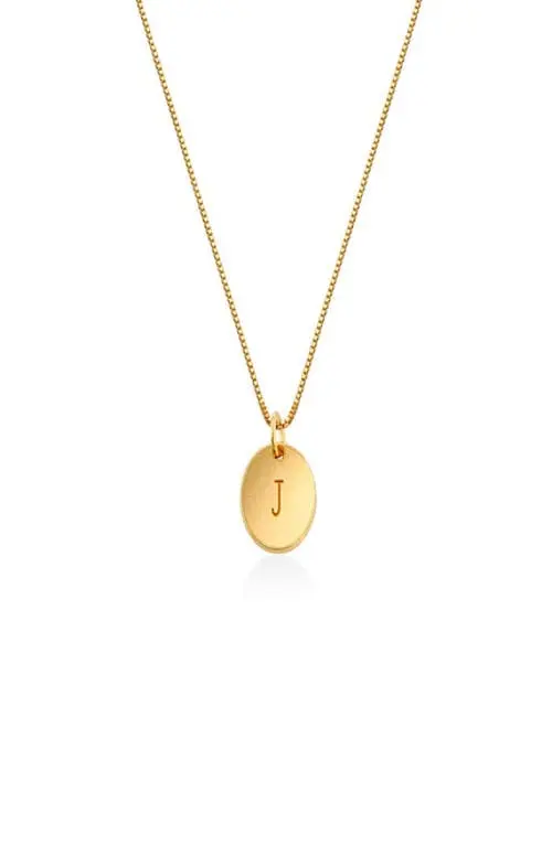 OAK & LUNA Willow Initial Disc Necklace 18k Gold Plated Silver - Letter J