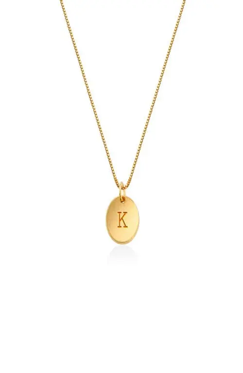 OAK & LUNA Willow Initial Disc Necklace 18k Gold Plated Silver - Letter K