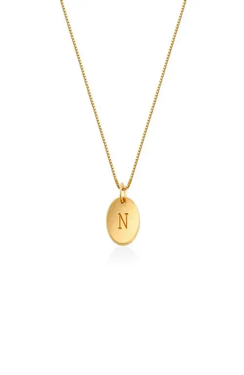 OAK & LUNA Willow Initial Disc Necklace 18k Gold Plated Silver - Letter N