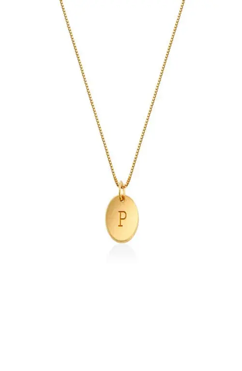 OAK & LUNA Willow Initial Disc Necklace 18k Gold Plated Silver - Letter P