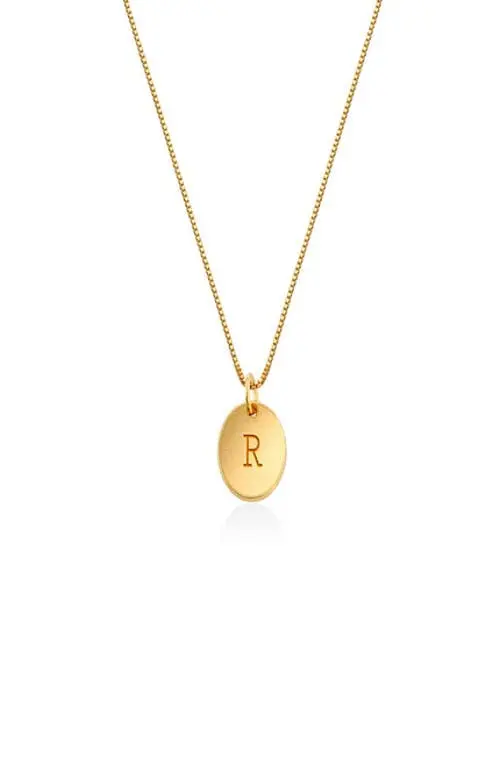 OAK & LUNA Willow Initial Disc Necklace 18k Gold Plated Silver - Letter R