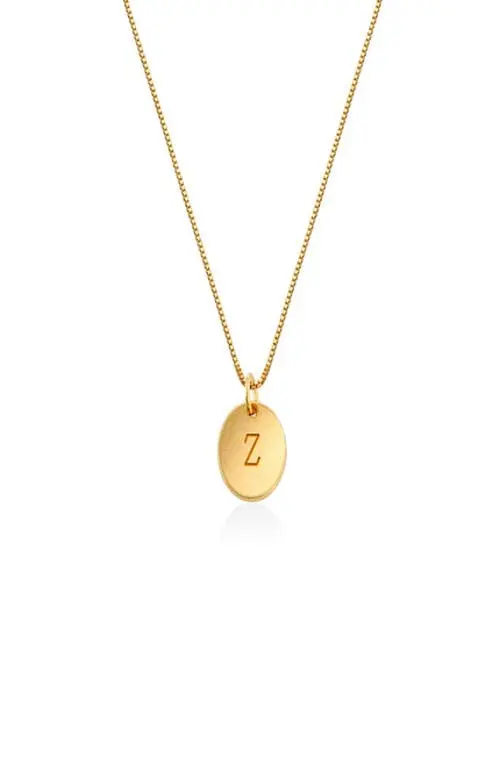 OAK & LUNA Willow Initial Disc Necklace 18k Gold Plated Silver - Letter Z